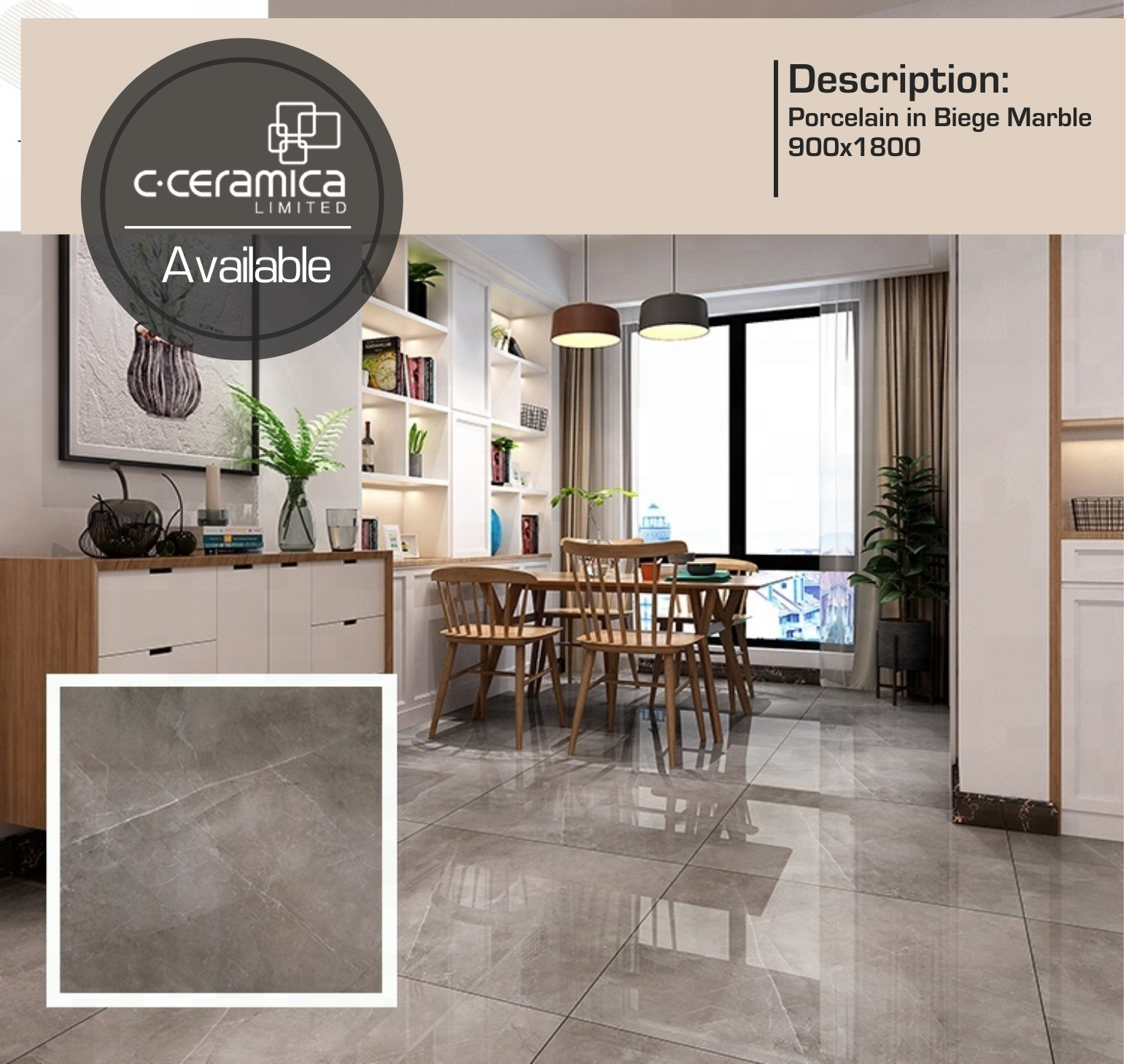 Porcelain in Grey Marble - C-Ceramica